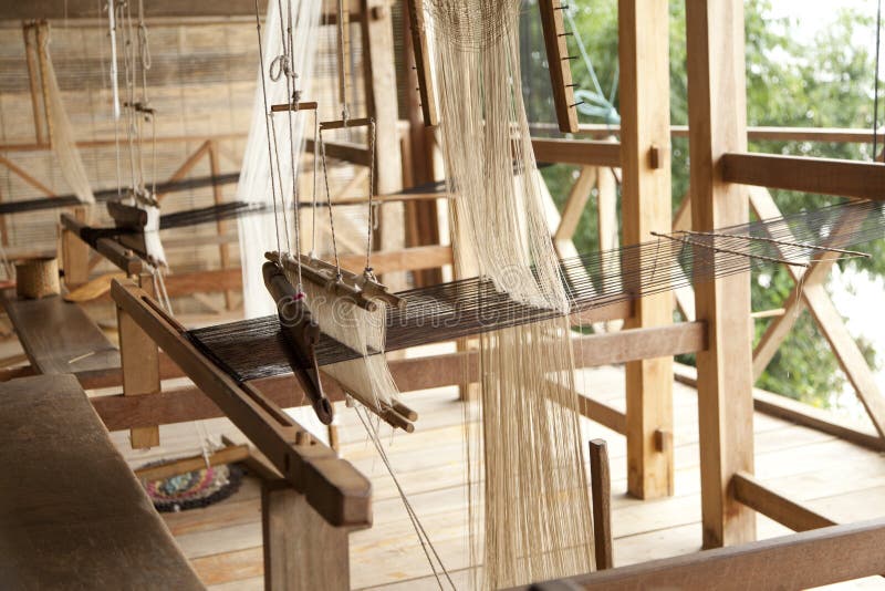 An Old Weaving Loom and Thread of Yarn. Stock Image - Image of weaving ...
