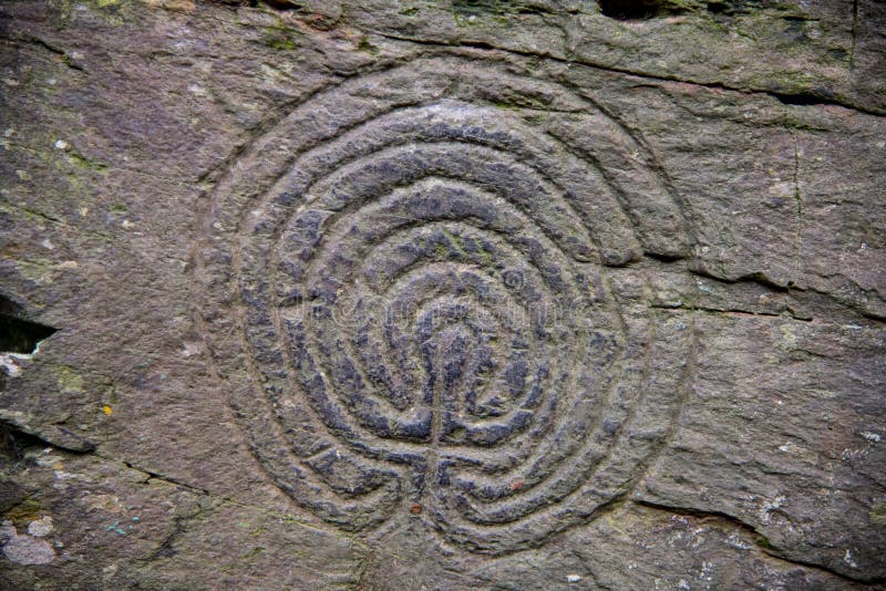 Detail of One of a Pair of Ancient Petroglyphs in a Valley in Cornwall ...