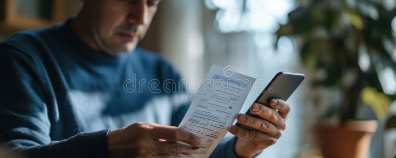 Close-up of a Person Using a Smartphone To Input Receipt Data for ...