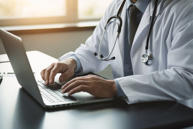 Close Up Image of Person on Laptop Image Stock Illustration ...