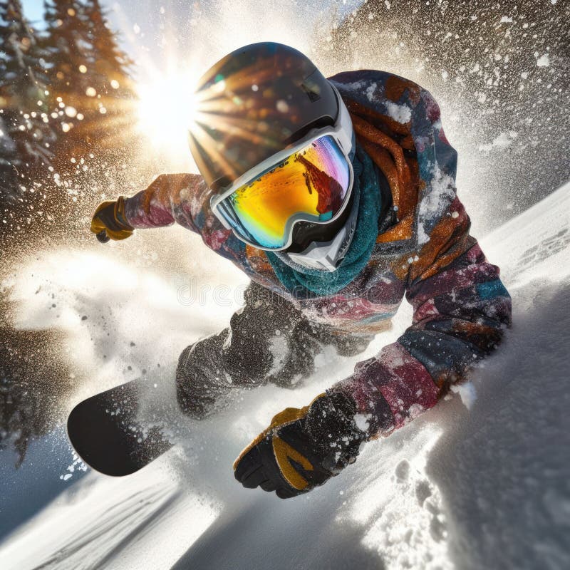 Close Up Image of a Person Snowboarding Stock Illustration ...
