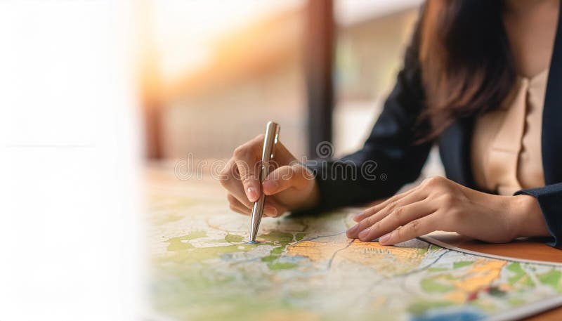 Close-Up of a Person in a Specific Position on a Map Stock Illustration ...