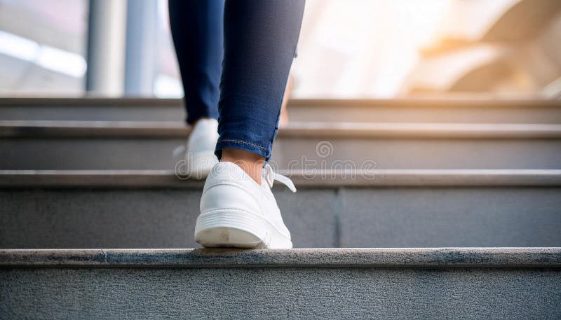 Person Taking a Step on a Staircase, Symbolizing Progress, Movement ...
