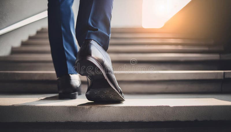 Person Taking a Step on a Staircase, Symbolizing Progress, Movement ...