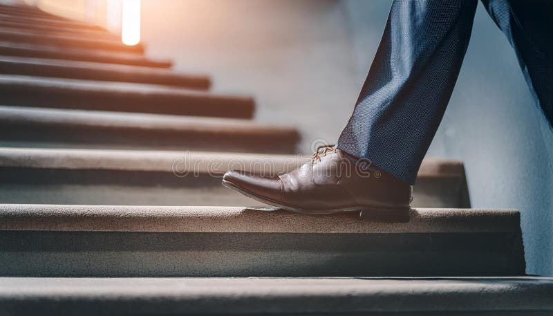 Person Taking a Step on a Staircase, Symbolizing Progress, Movement ...