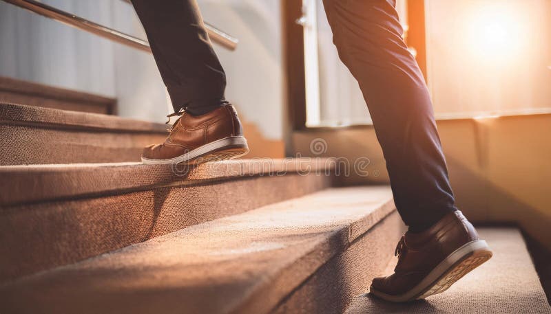 Person Taking a Step on a Staircase, Symbolizing Progress, Movement ...