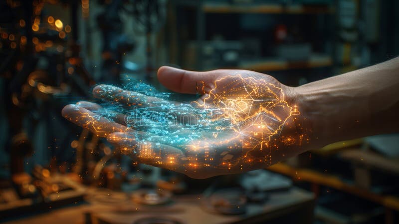 A Persons Hand Holding a Glowing Digital World Map Stock Photo - Image ...