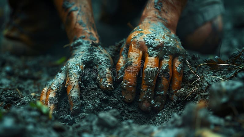 Mud Covered Hands Digging in Dark Soil Stock Photo - Image of hands ...