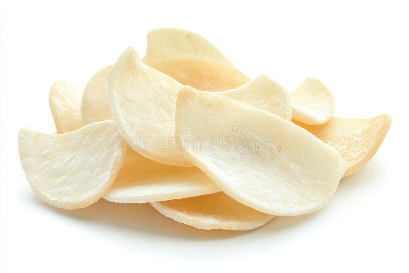 A Closeup Image of a Pile of Crispy Prawn Crackers Isolated on a White ...