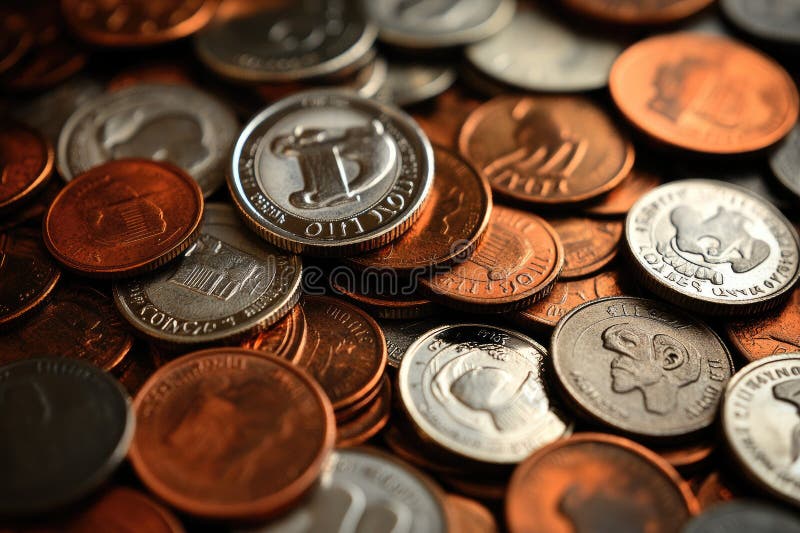 Pile of Shiny Coins Close Up, Currency Money Background Stock ...