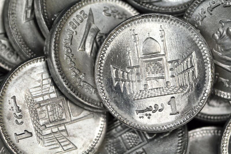 A Pile of Pakistani One Rupee Coins in Macro Stock Image - Image of ...