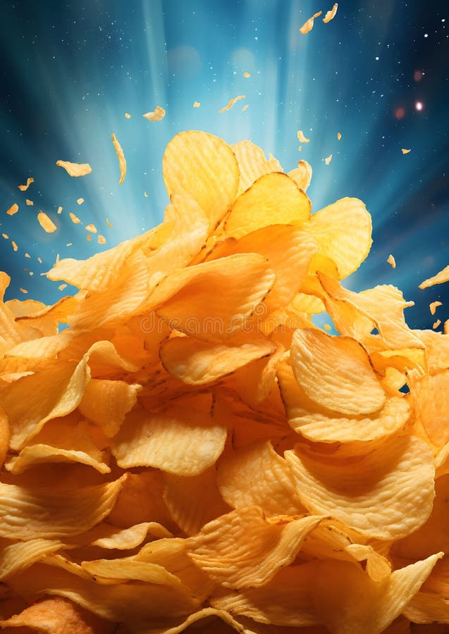 Potato Chips Explosion stock illustration. Illustration of crunch ...