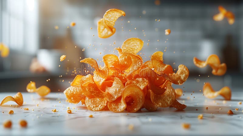 Crispy Potato Chips White Marble Surface Stock Photos - Free & Royalty ...