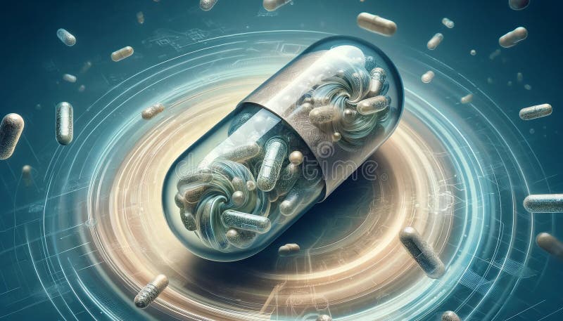 Close-up Image of Probiotic Capsules, Each Filled with Active Rotating ...