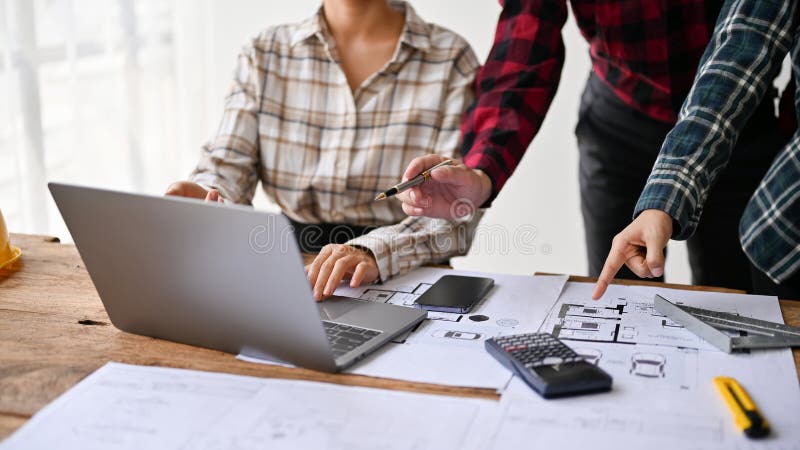 Close-up Image of a Professional Engineer Team are Working Together in ...