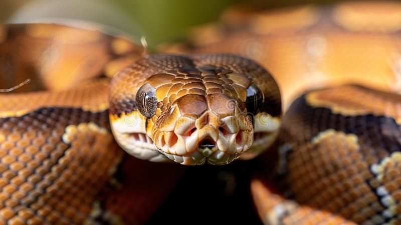 Close-Up of a Python S Head Stock Illustration - Illustration of brown ...