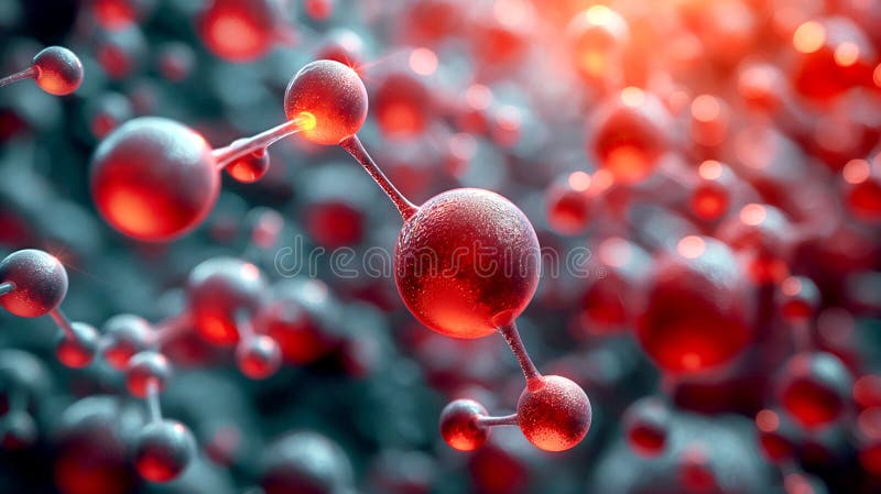 A Close-up Image of a Red Molecules Connected by Thin Lines Stock ...