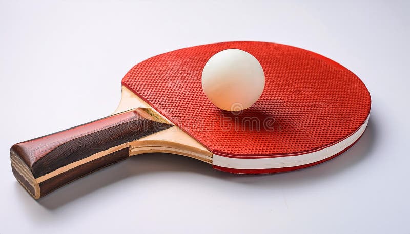 Red Ping Pong Paddle with White Ball on White Background Stock ...