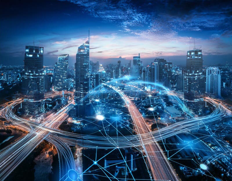 Close-Up of Smart Cities Technologies Stock Illustration - Illustration ...