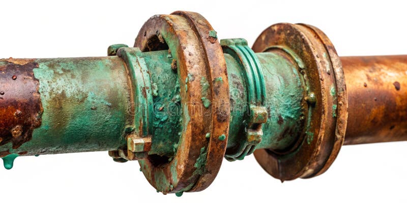 Corroded Copper Water Pipe with Oxidized Surface and Water Drips ...
