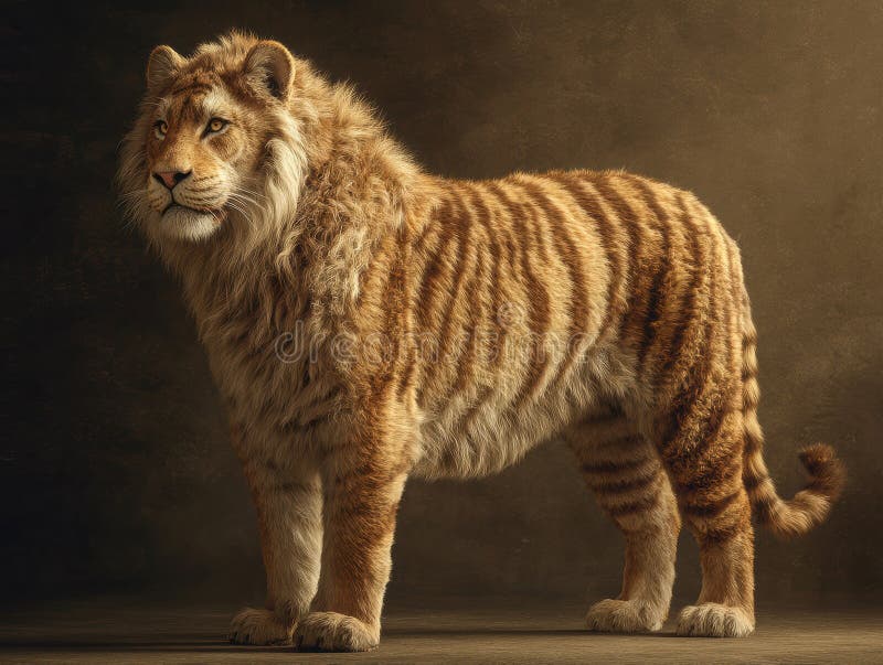 Close-up Image of a Robust, Striped Lion in Three-quarter Profile ...