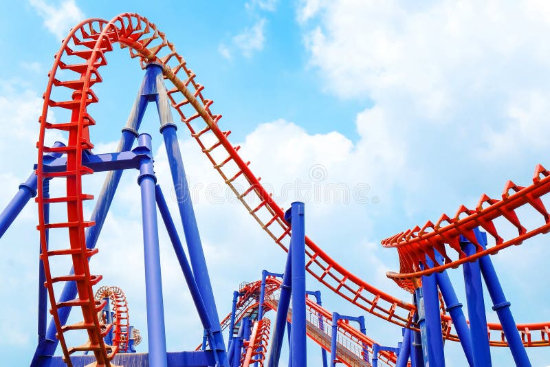 Roller Coaster Track and the Blue Sky Stock Image - Image of ride ...