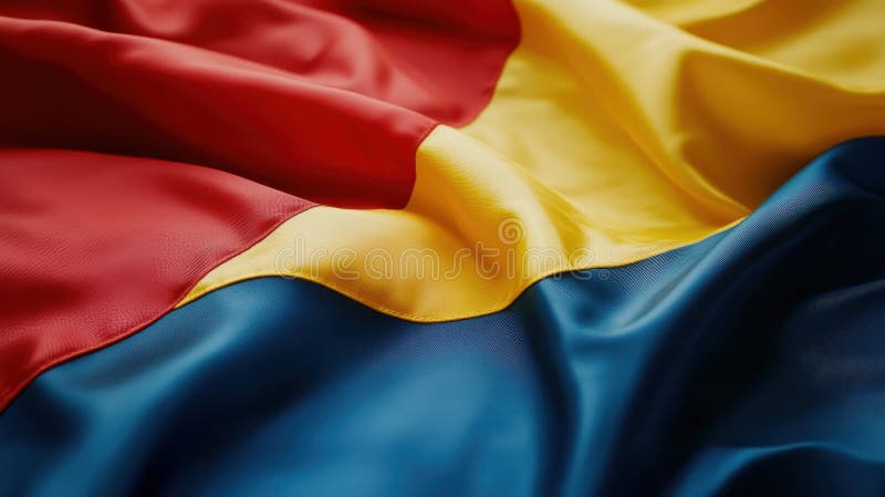 Close Up View of Romanian Flag Draped Beautifully, Vibrant Colors and ...
