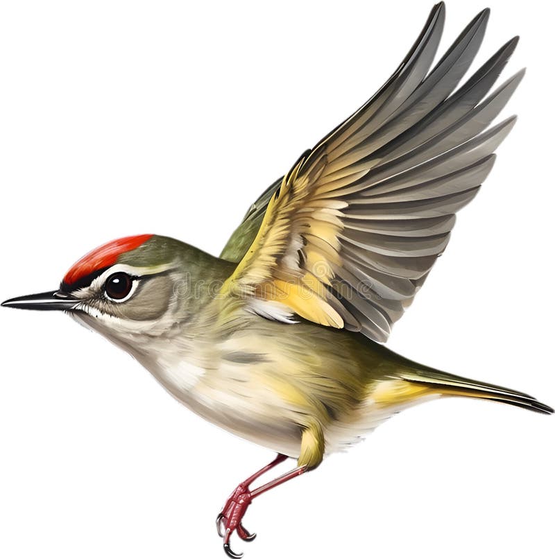 Ruby-crowned Kinglet Bird. Bird Clipart. AI-generated. Stock ...