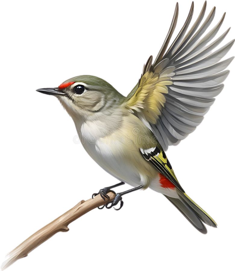Ruby-crowned Kinglet Bird. Bird Clipart. AI-generated. Stock Image ...