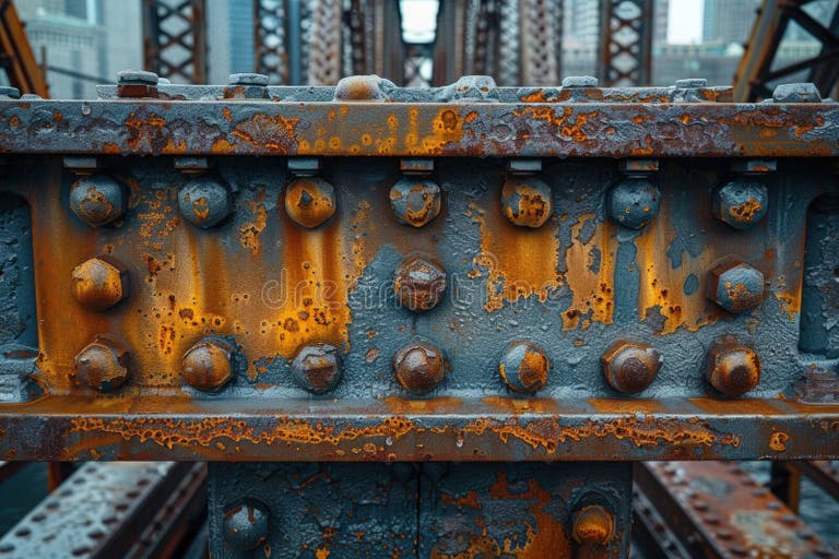 A Close-up Image of a Rusted Steel Bridge Structure Stock Image - Image ...