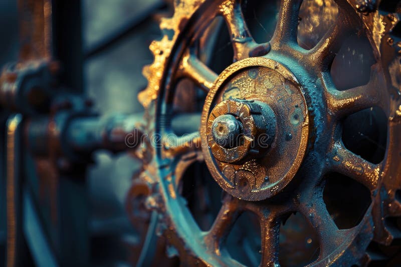 A Close-up Image of a Rusty Gear Wheel Bathed in Warm, Golden Light ...