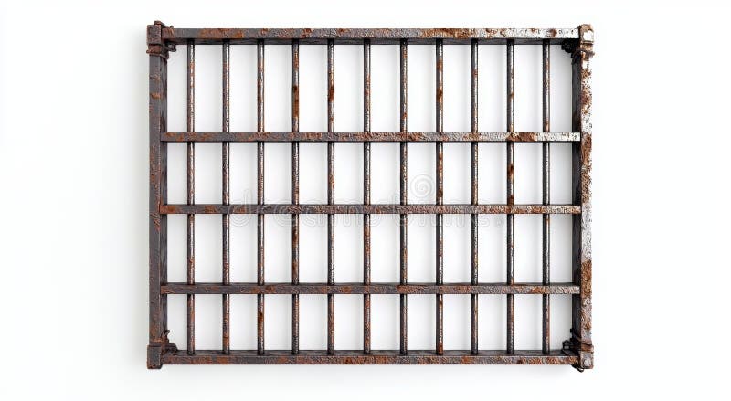 A Close-up Image of Rusty Jail Bars, Highlighted on a White Surface ...
