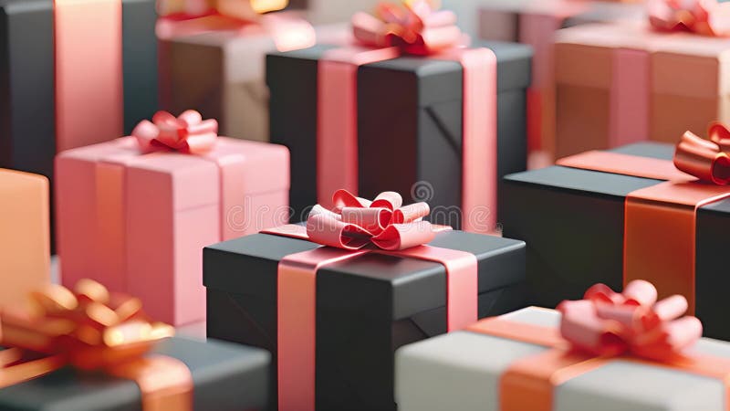 Gift Boxes with Pink Ribbons Stock Footage - Video of gold, happiness ...