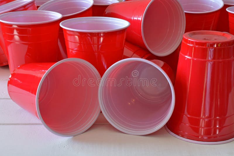 Red Plastic Drinking Cups stock photo. Image of drink - 110588392