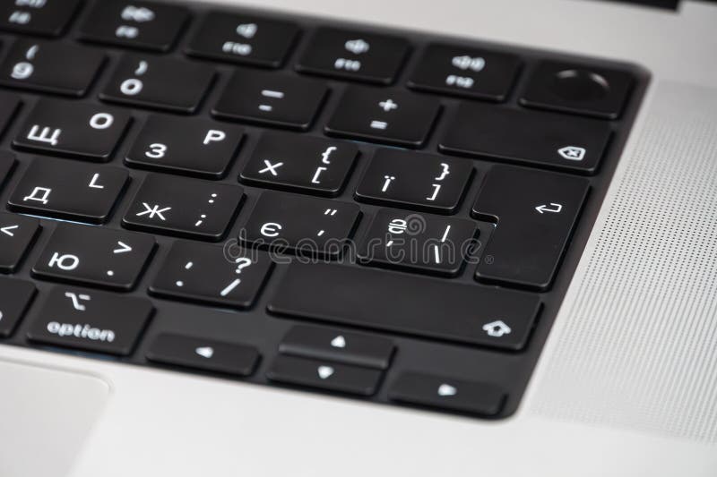 Close-up Image of a Sharp, High-resolution Laptop Keyboard with English ...