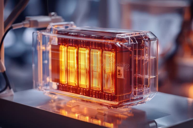 Close-Up of a Battery Cell Being Manufactured Using Advanced Technology ...