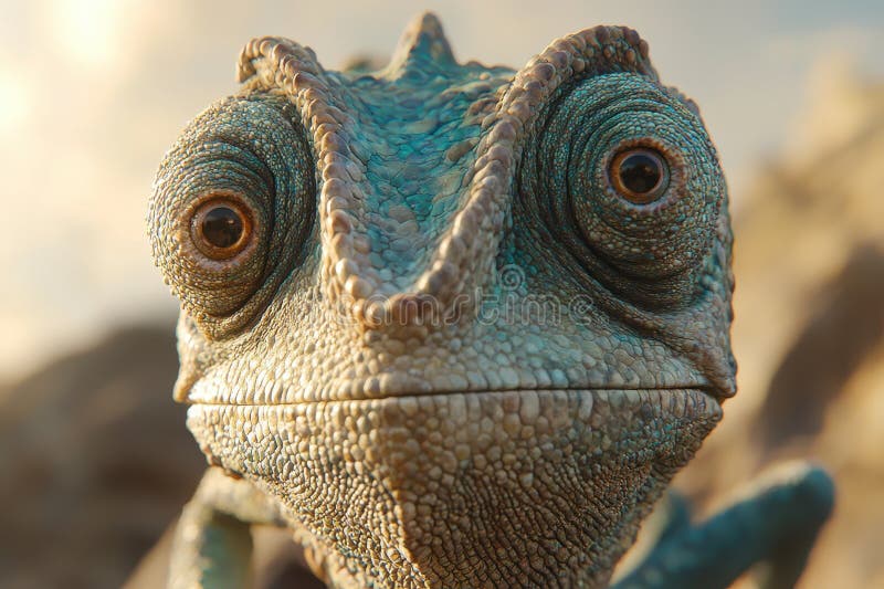 Close-Up Detailed View of a Chameleon with Sharp Features and Unique ...