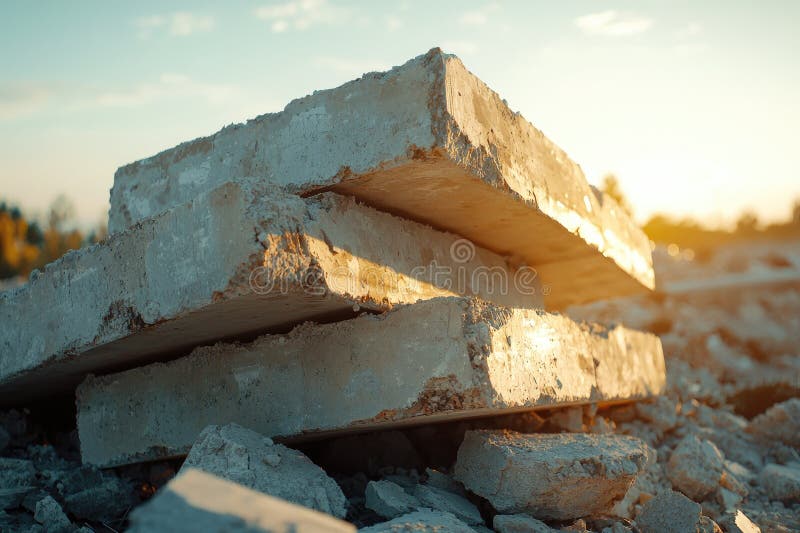 Close-Up of Collapsed Foundation at Construction Site Stock Image ...