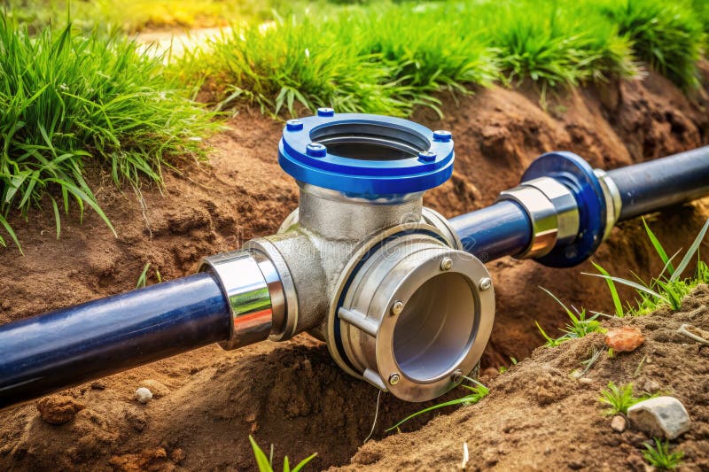 Residential Water Meter Connection Underground Piping System with ...