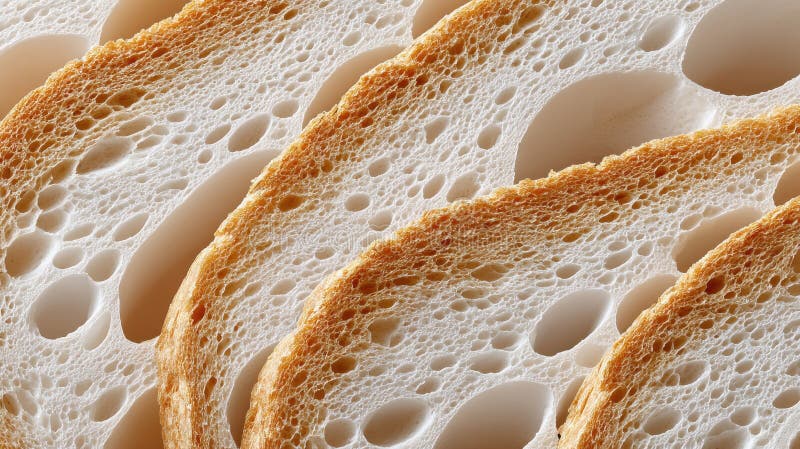 Close-Up View of Freshly Sliced Bread with Textured Crusts Stock ...