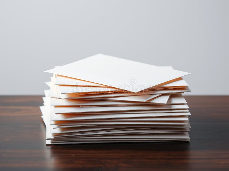 Organized Stack of Envelopes on a Wooden Desk a Minimalist Office ...