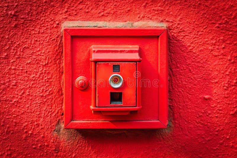 Closeup View of a Red Plastic Fire Alarm Switch Box a Detailed ...