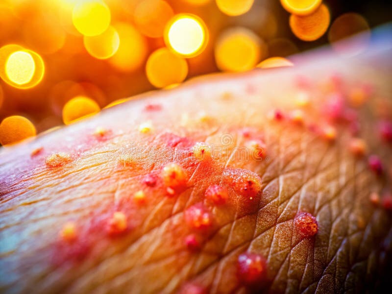 Analyzing Skin Irritation a CloseUp Bokeh View of Rash Texture and ...