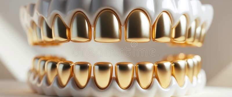 A Close Up Image Showcasing Abstract Golden Teeth Design Stock Image ...