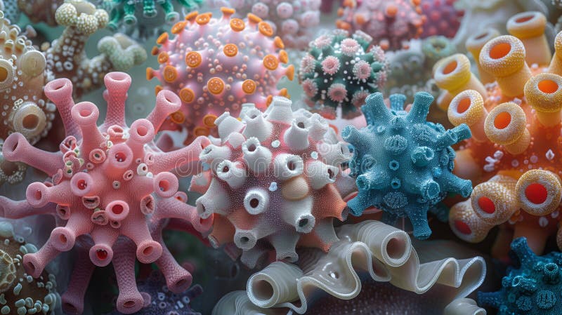 Abstract Illustration Organic Shapes Resembling Microscopic Organisms ...