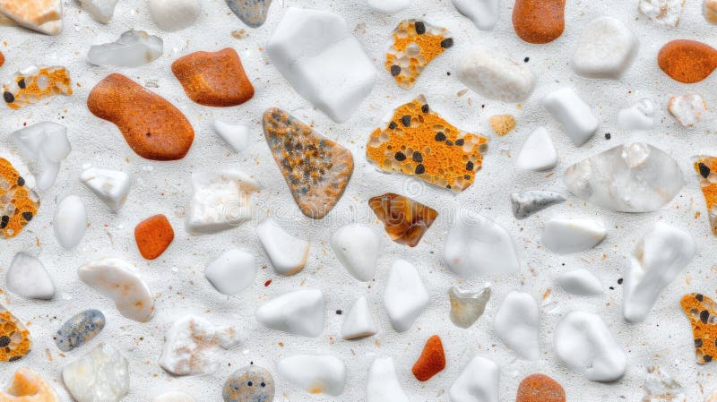 A Close-up Image Showcasing a Concrete Surface with White, Orange, and ...
