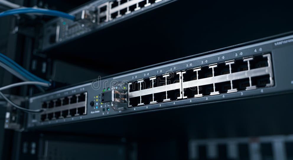 Network Switches in a Server Rack Illustrating Data Center ...