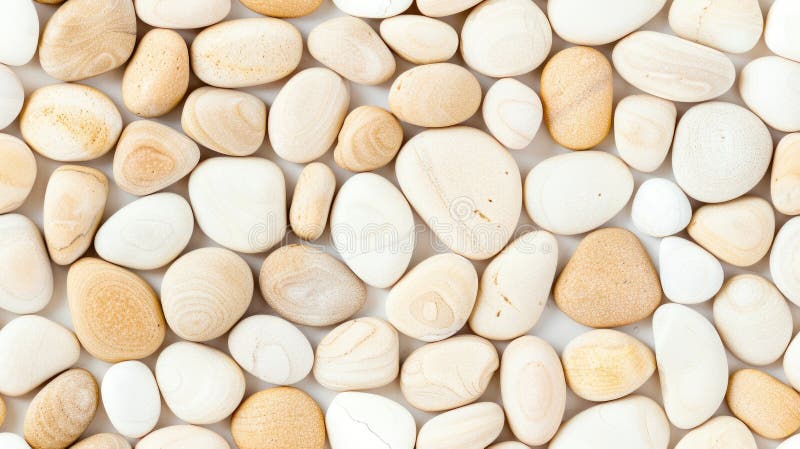 A Close-up Image Showcasing Smooth White and Cream Colored River Rocks ...