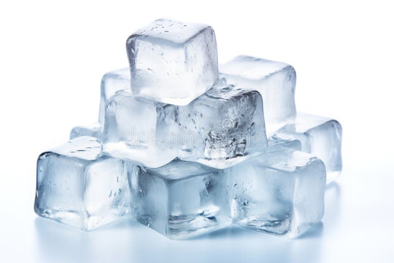 A Close-up Image Showcasing a Stack of Crystal Clear Ice Cubes ...