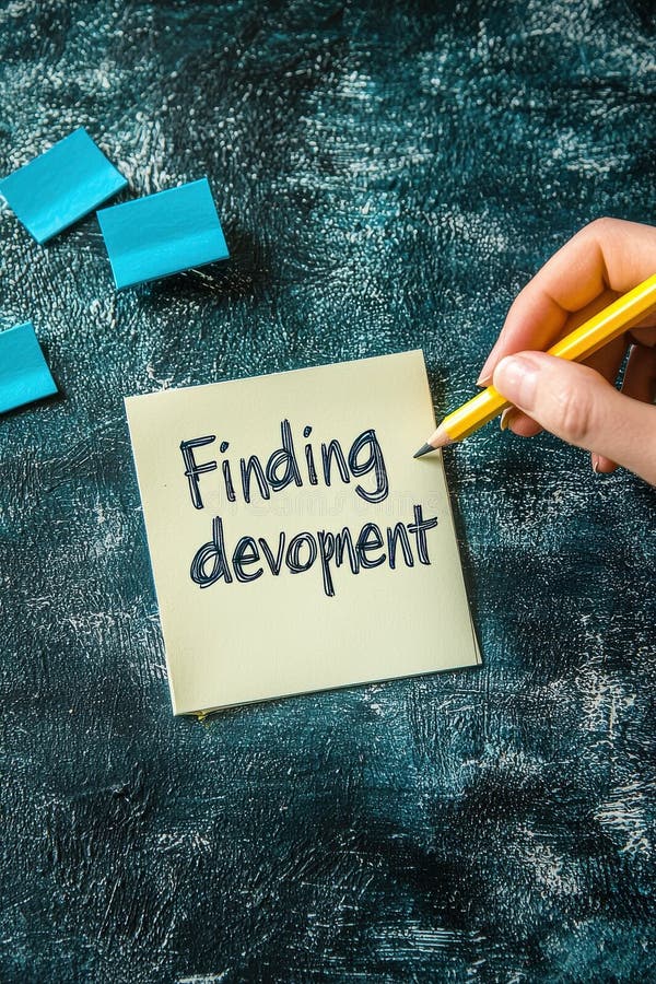 Person Writing the Words Finding Development with Chalk on a Blackboard ...